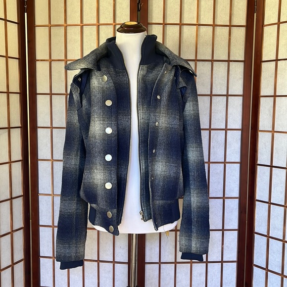 BDG | Jackets & Coats | Bdg Urban Outfitters Wool Blue Plaid Bomber ...